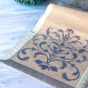 Farmhouse / Country Table Runner With Hand Painted Baroque Design ...