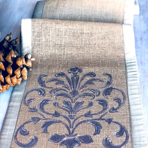 Farmhouse / Country Table Runner With Hand Painted Baroque Design ...