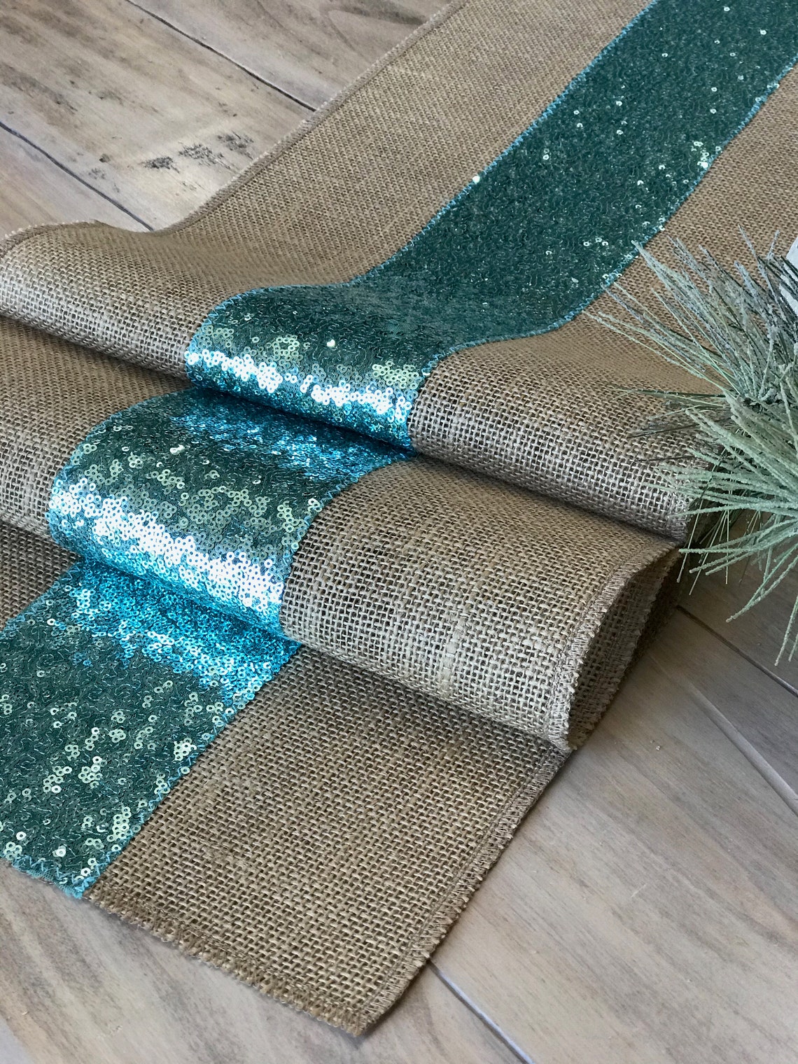 Wedding Table Runner With Mint Green Sequins Wedding - Etsy