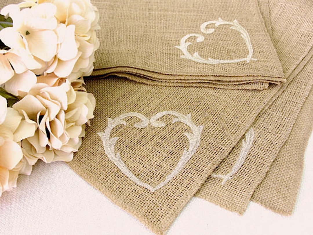 Rustic Burlap Table Topper Wedding Table Decor Vintage Gold Heart ...