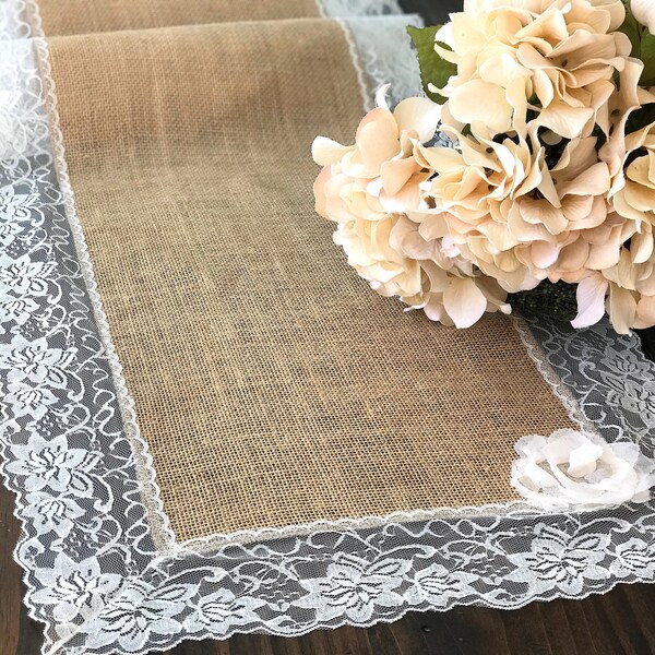 Burlap Lace Runner - Etsy