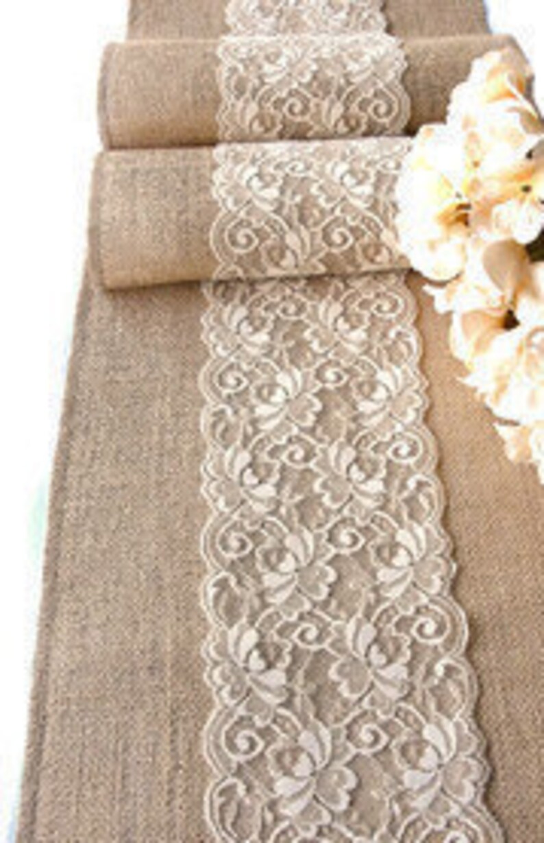 Burlap and Lace Country Wedding Table Runner Farmhouse - Etsy
