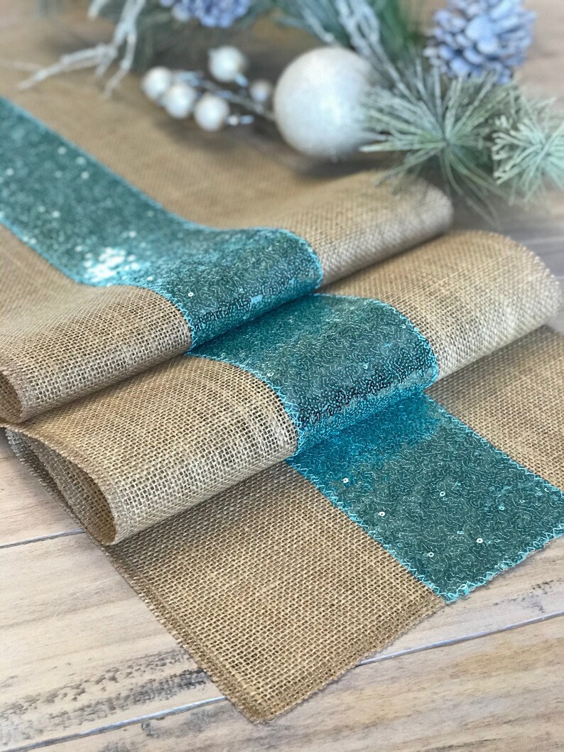 Wedding Table Runner With Mint Green Sequins Wedding - Etsy