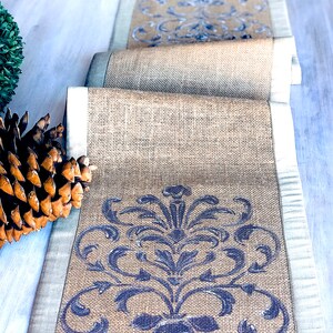 Farmhouse / Country Table Runner With Hand Painted Baroque Design ...