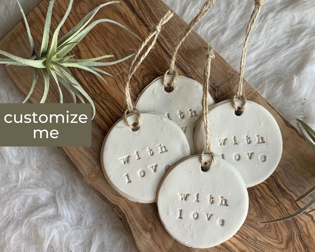 Personalized Polymer Clay Tags, Party Favor, Wedding, Gift, Decor, Boho ...