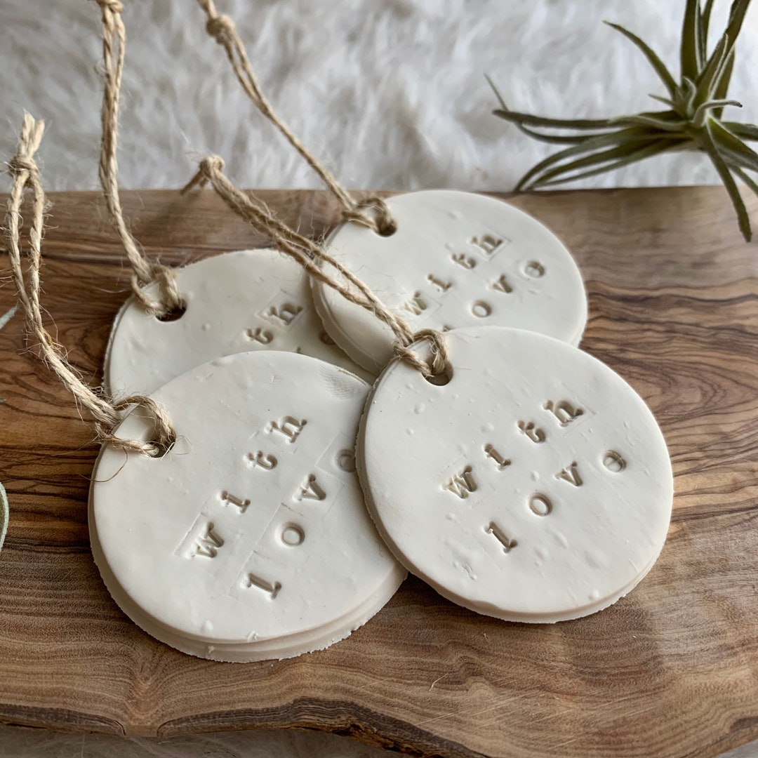 Personalized Clay Hanging Tags set of 4, Gift Wrapping, Party, Wedding ...