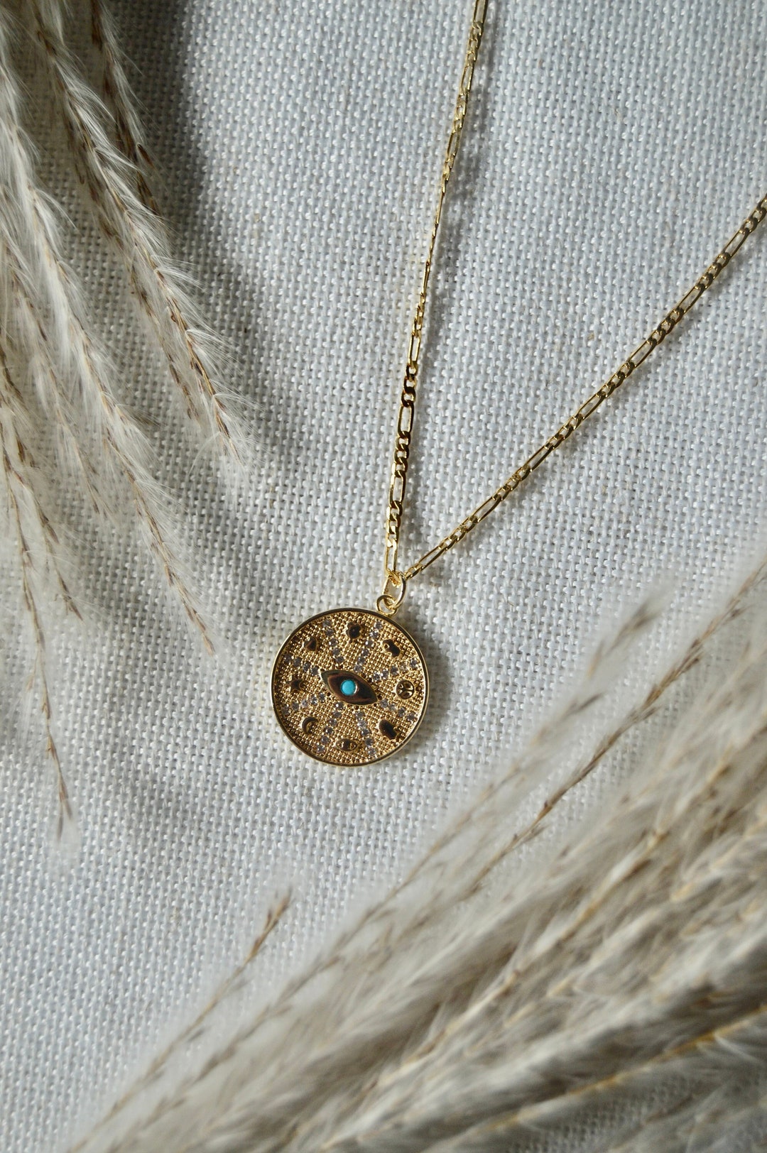 Good Luck Medallion Necklace Layering Gold Filled Necklace - Etsy