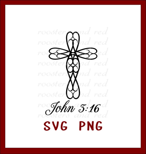 Scroll Cross SVG Jesus SVG John 3:16 Car Decal Download | Etsy