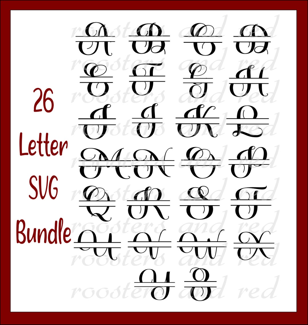 Split-letter Monogram SVG, Split-script SVG, Full Alphabet Monogram Set ...