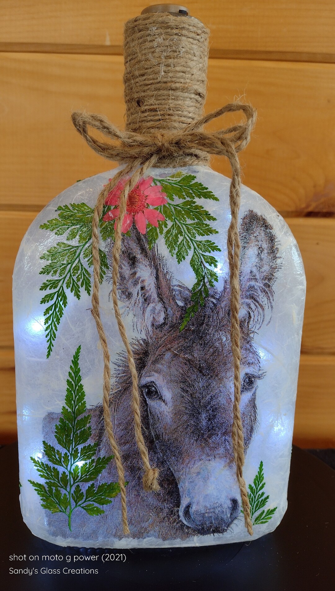 Cute Donkey Night Light Decoupaged Fairy Lights Gift - Etsy