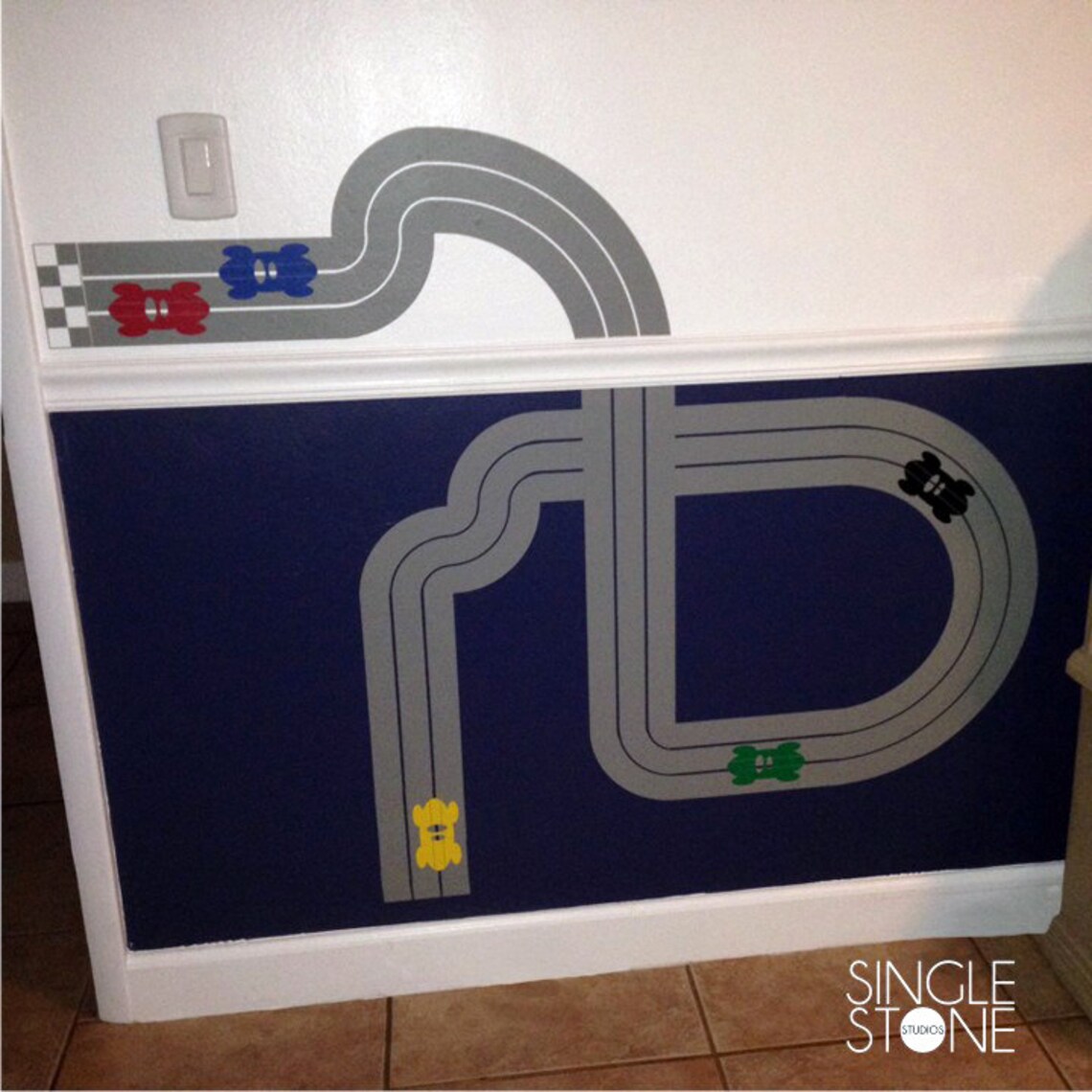 Nursery Racetrack Wall Decal Kit - Vinyl Wall Stickers Art Custom Home ...