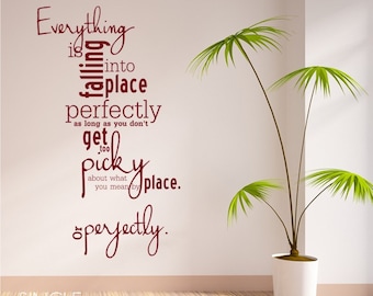 Everything is Falling Into Place Vinyl Wall Decal Quote Custom Home ...