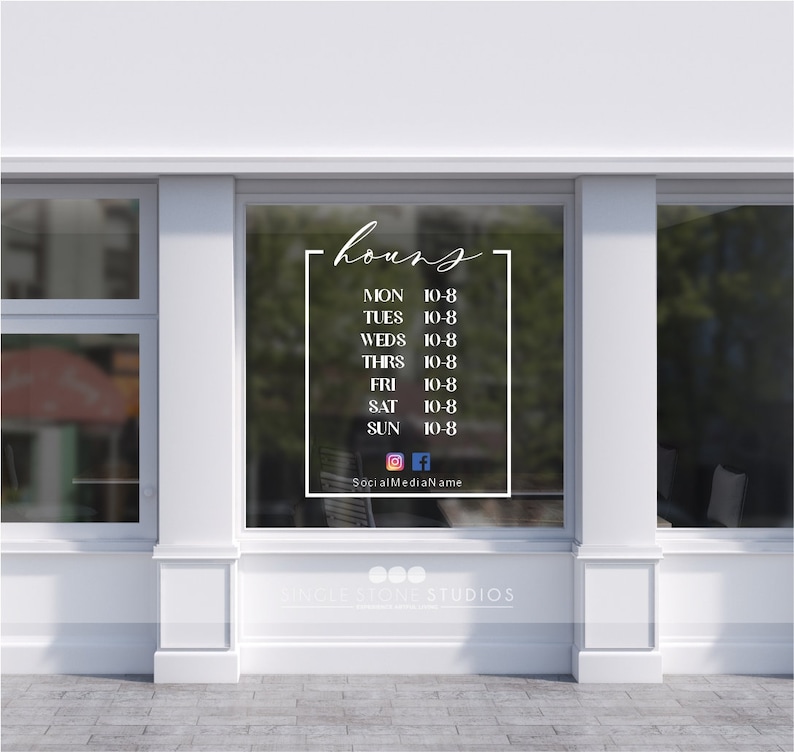 Customized Storefront Hours Square Decal Custom Store Hours - Etsy