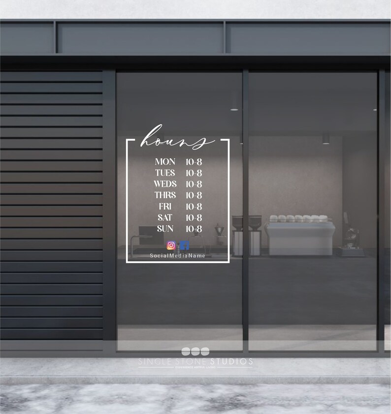 Customized Storefront Hours Square Decal Custom Store Hours - Etsy