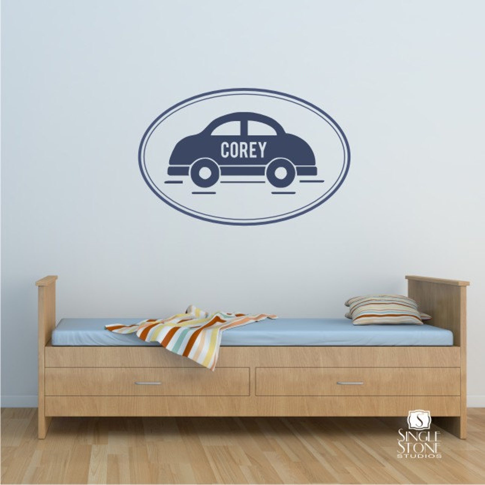 Nursery Car With Name Personalized - Vinyl Stickers Art Graphics Words ...