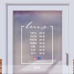 Customized Storefront Hours Square Decal - Custom Store Hours ...