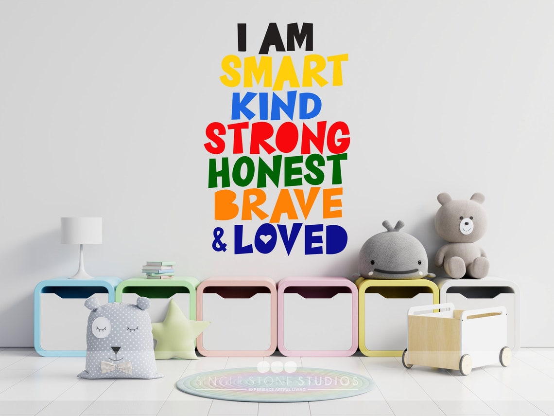 I Am Smart Kind Strong Honest Brave and Loved Quote Wall Decal - Etsy