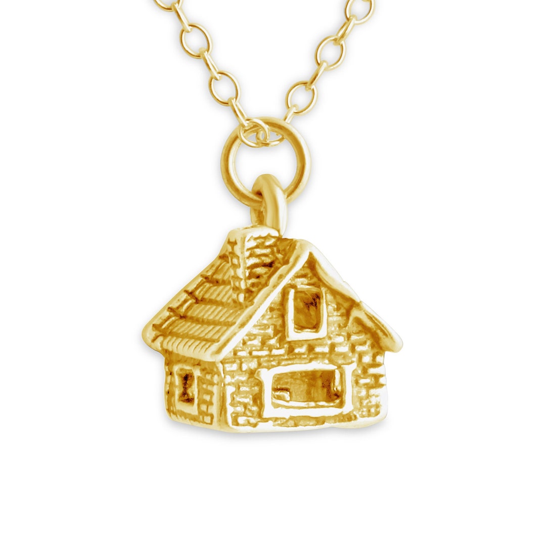 3D Log Cabin Home Family Vacation House Cottage Building Charm Pendant ...