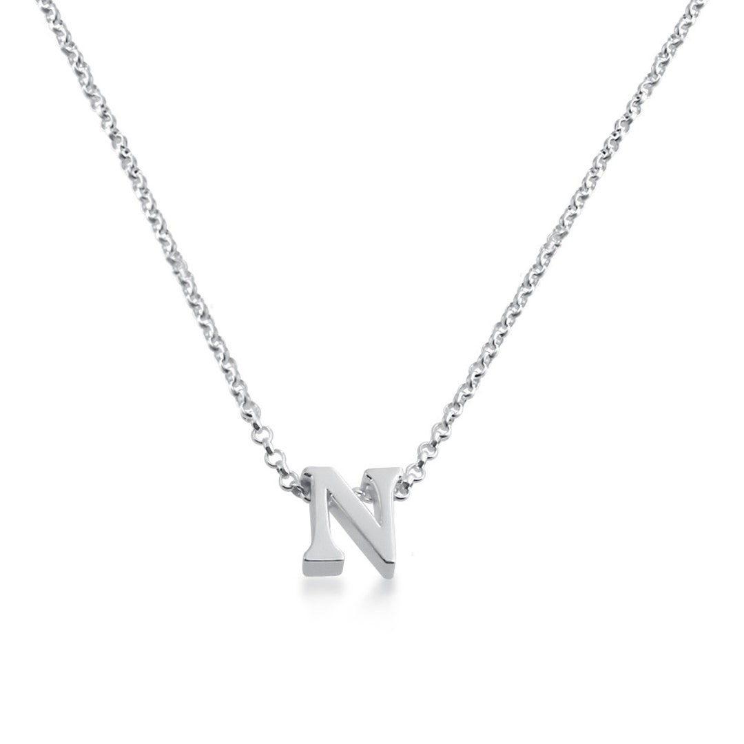Initial Letter N Personalized Letters Serif Font Pendant Necklace 925 ...