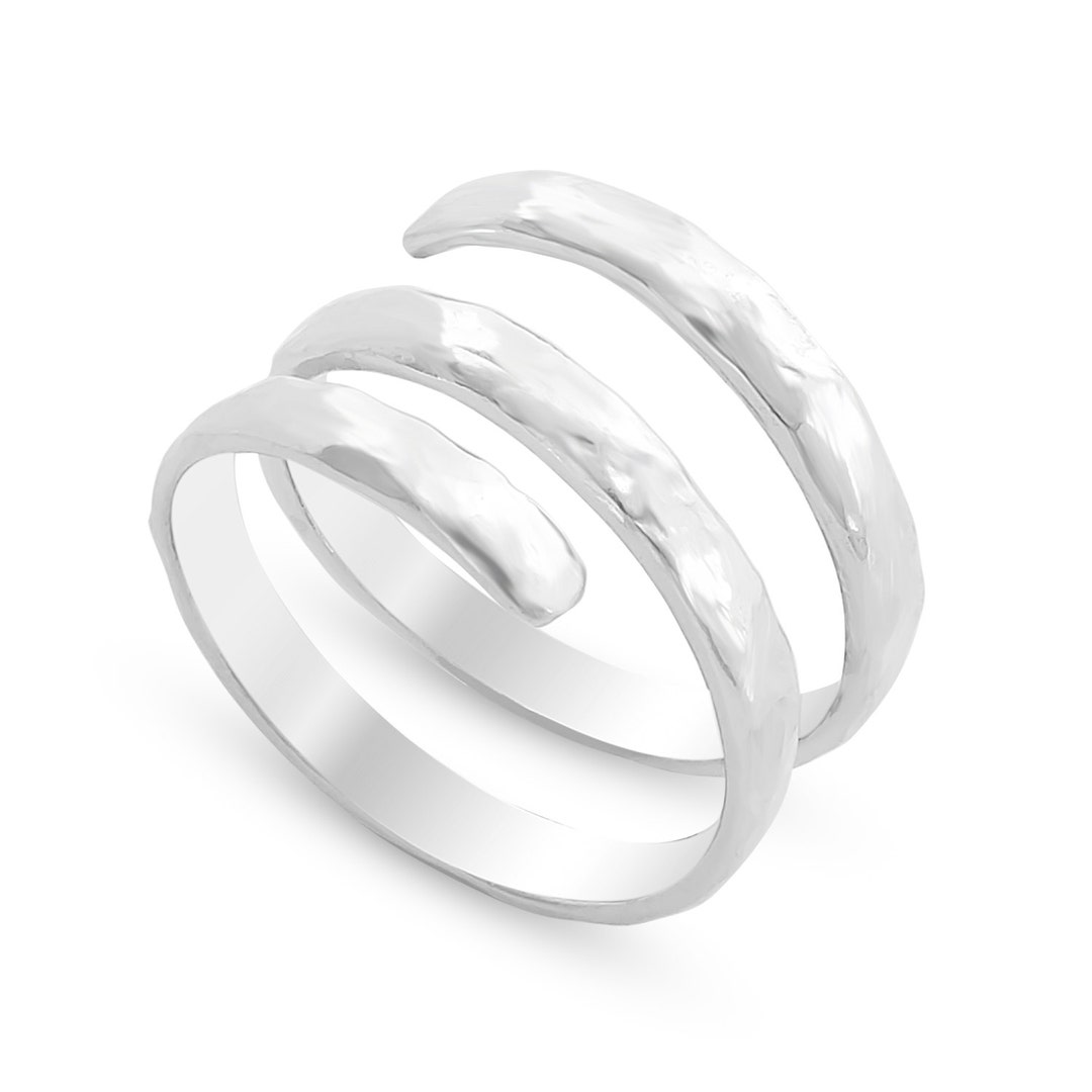 Hammered Spiral Triple Wrap Ring 925 Sterling Silver R0845S - Etsy