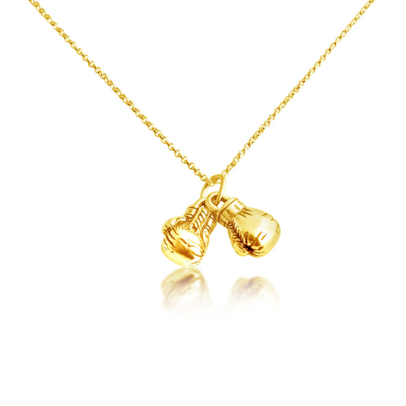 3D Boxing Gloves Pendant Necklace 14K Gold Plated Over 925 - Etsy