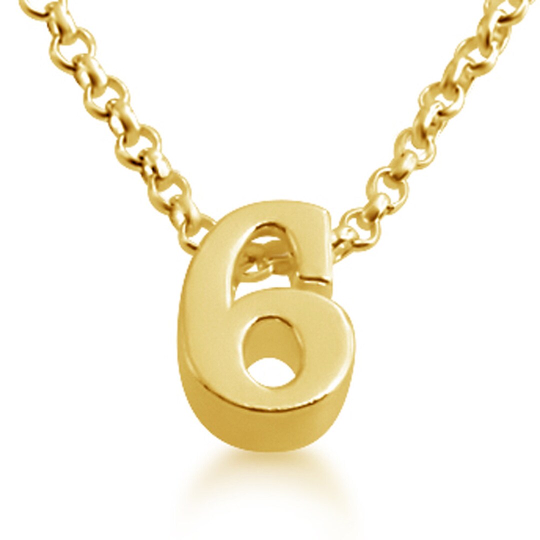 Number Six 6 Symbol Serif Font Charm Pendant Necklace 14K - Etsy