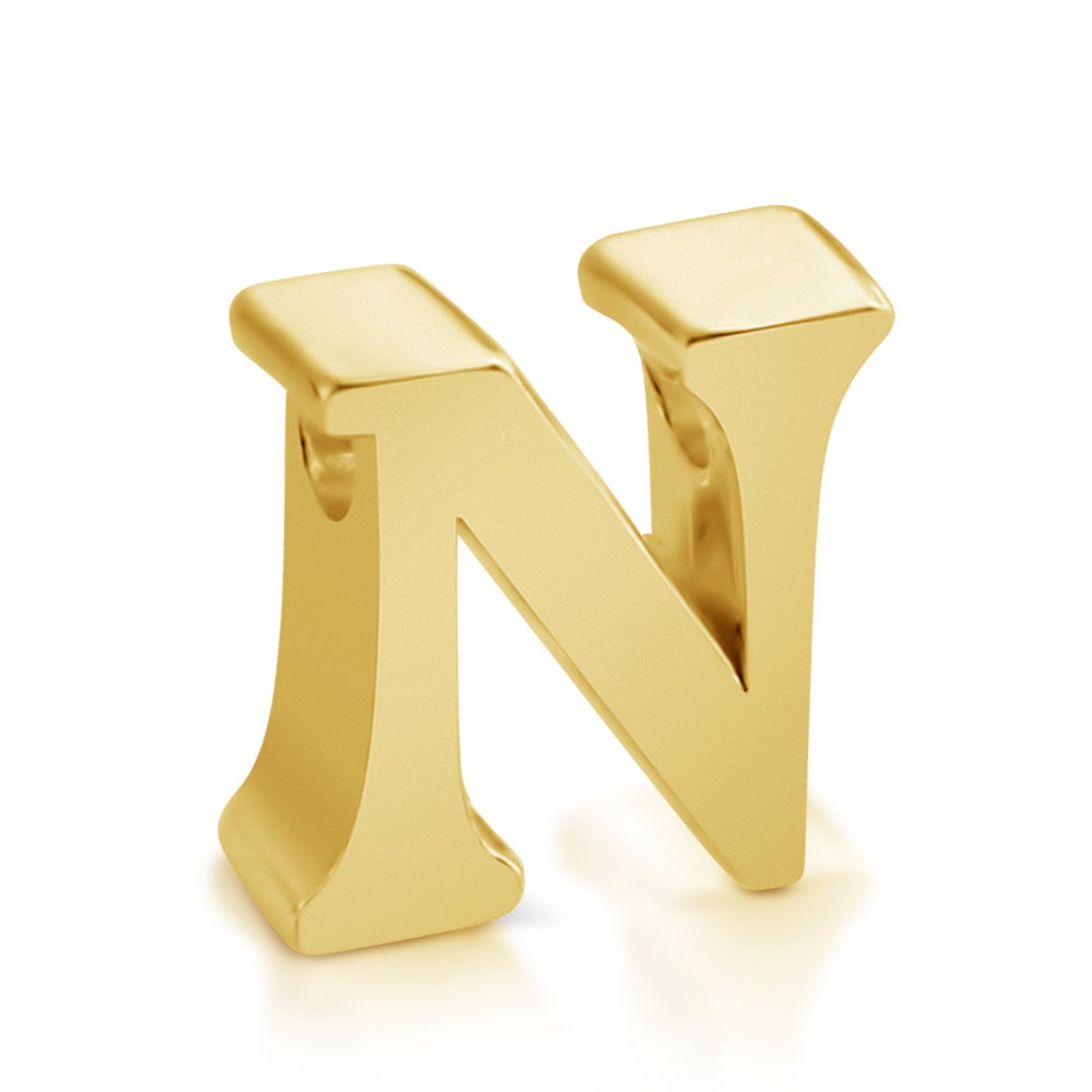 Initial Letter N Personalized Letters Serif Font Charm Pendant | Etsy