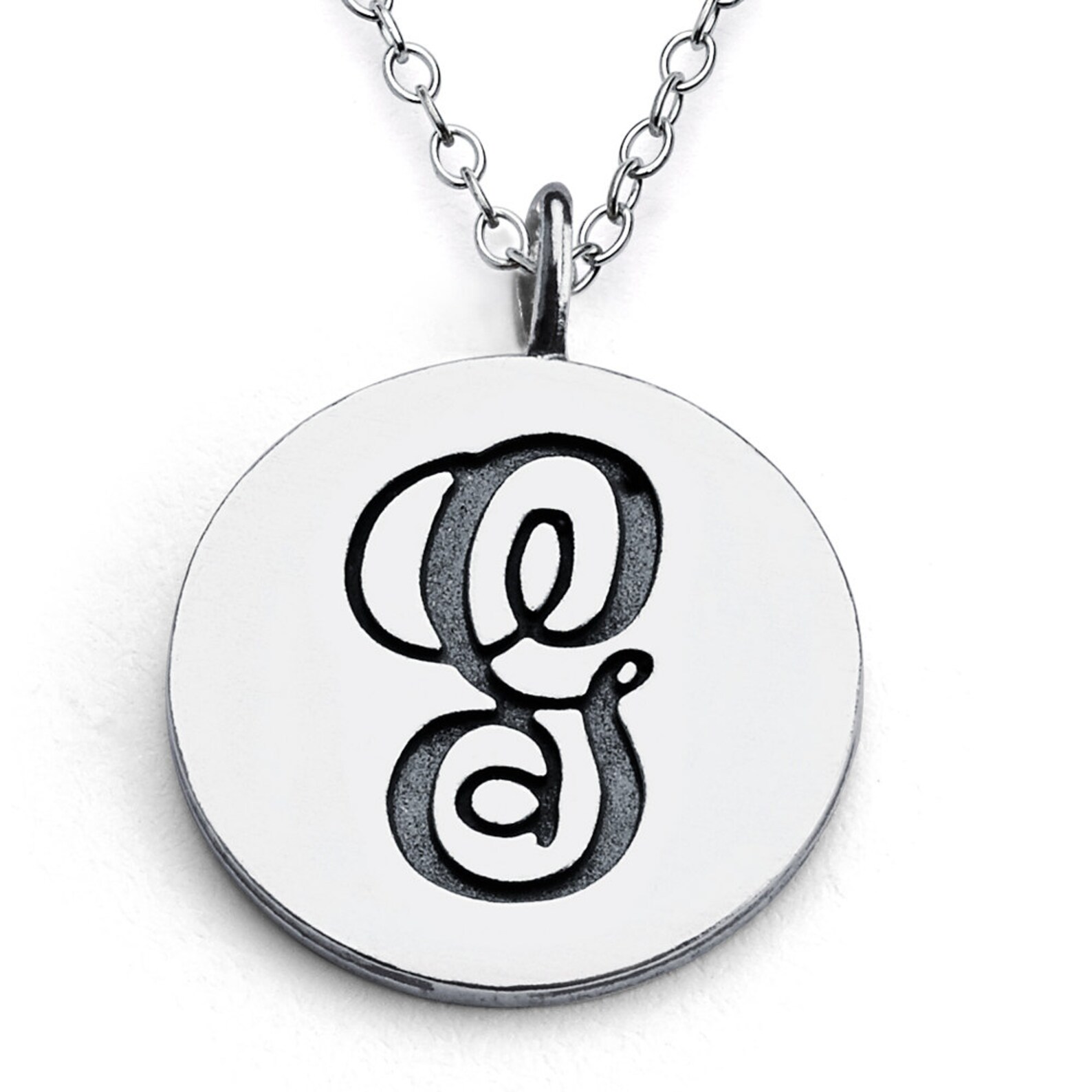 Scripted Initial Letter G Coin Charm Pendant Necklace 925 - Etsy