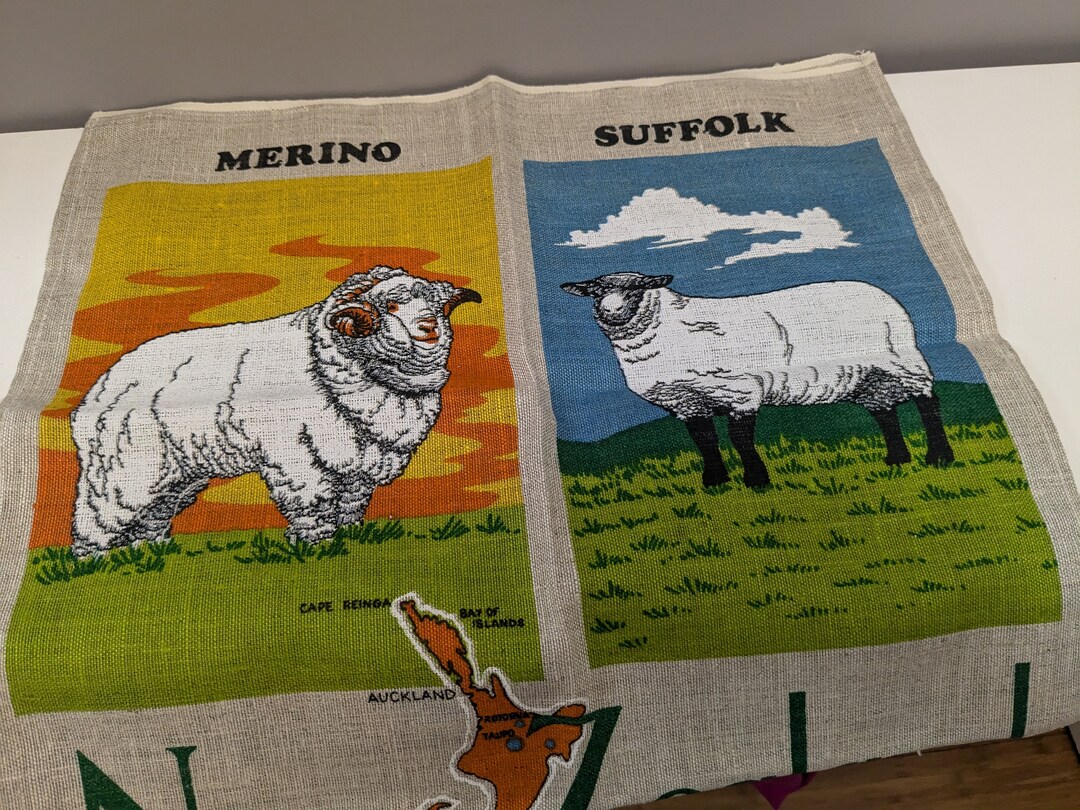 Vintage New Zealand Sheep Breeds Souvenir Tea Towel Tan Green Orange - Etsy