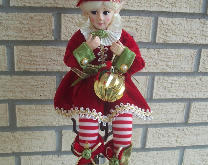 Christmas Holiday Posable Elf Doll Figure, Red and White Elf. Shelf ...