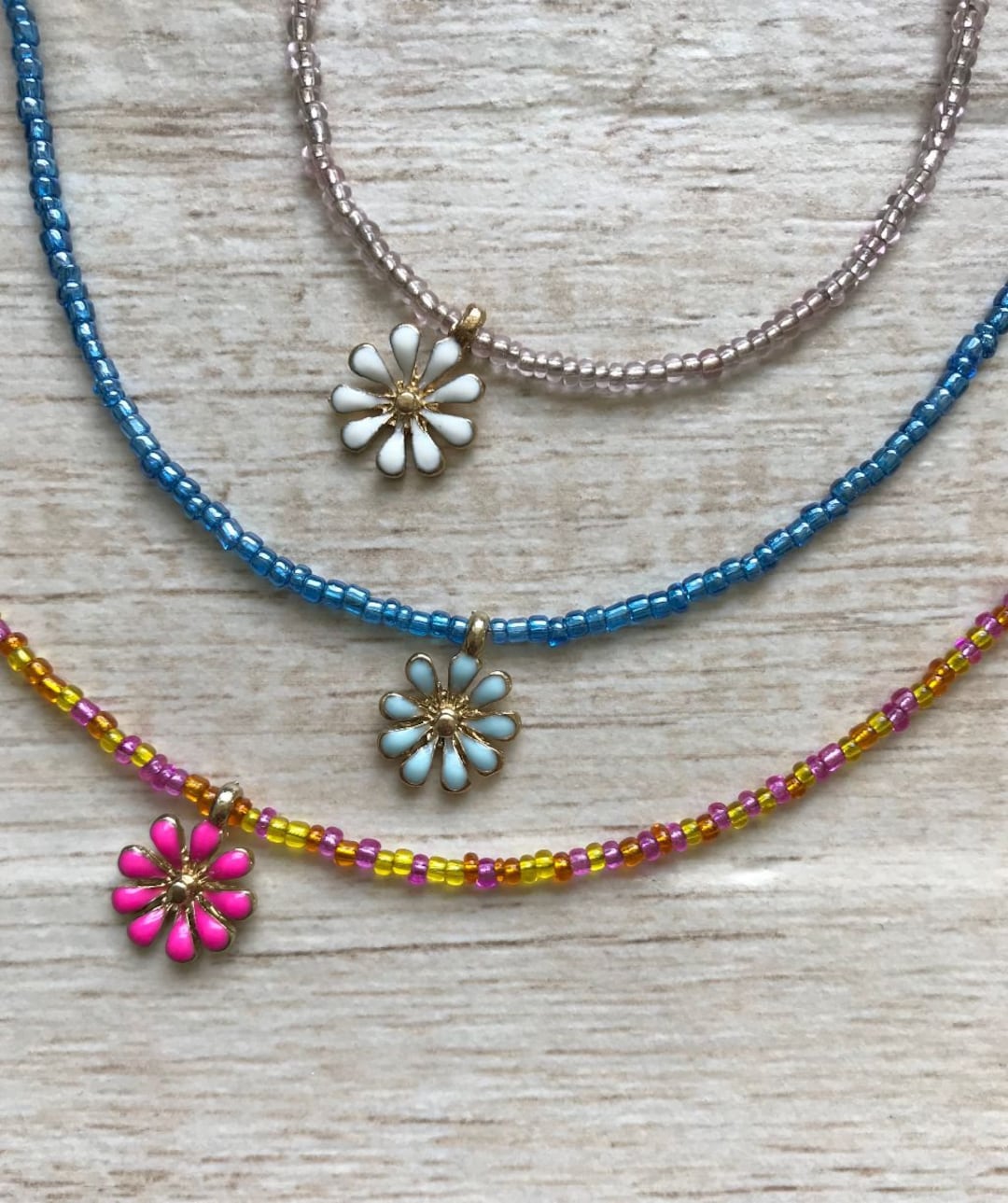 Seed Bead Flower Charm Jewelry Made to Order Bracelet Anklet Necklace ...