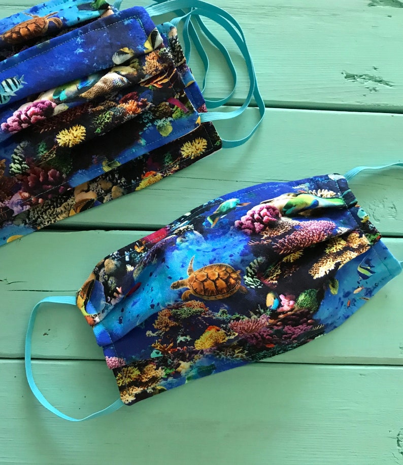 Face Mask Tropical Reef Coral Under the Sea Cotton Fabric - Etsy