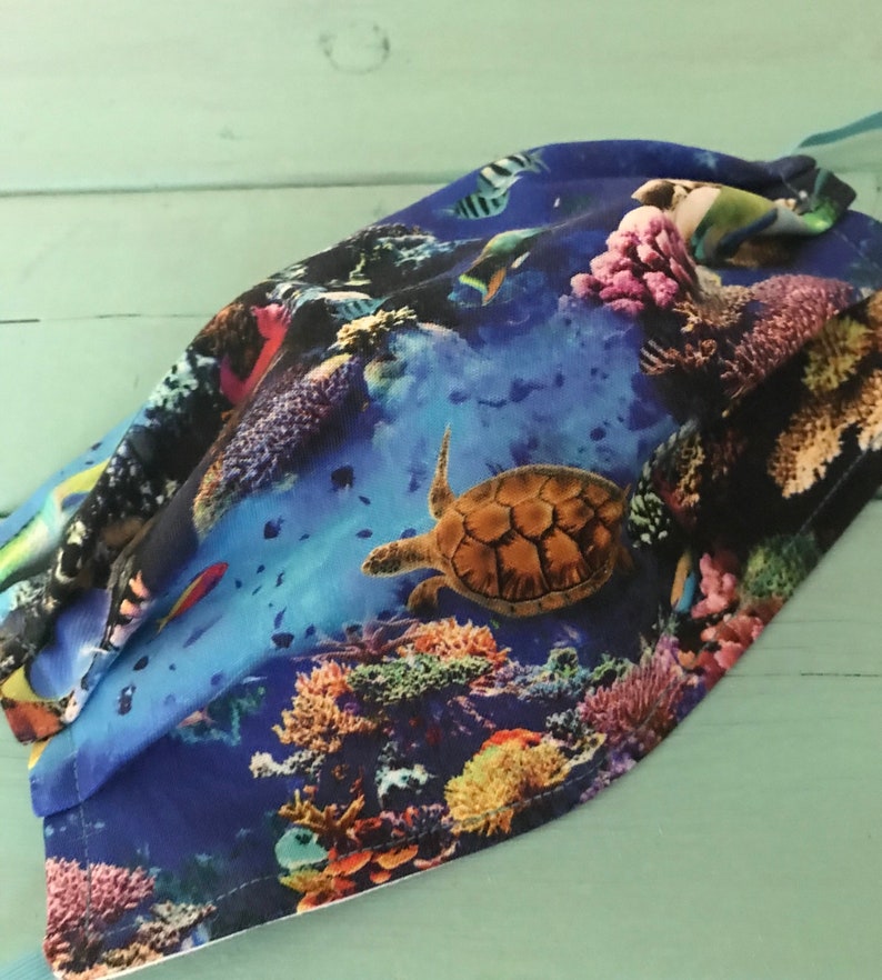 Face Mask Tropical Reef Coral Under the Sea Cotton Fabric | Etsy