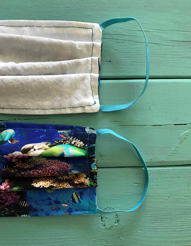 Face Mask Tropical Reef Coral Under the Sea Cotton Fabric - Etsy