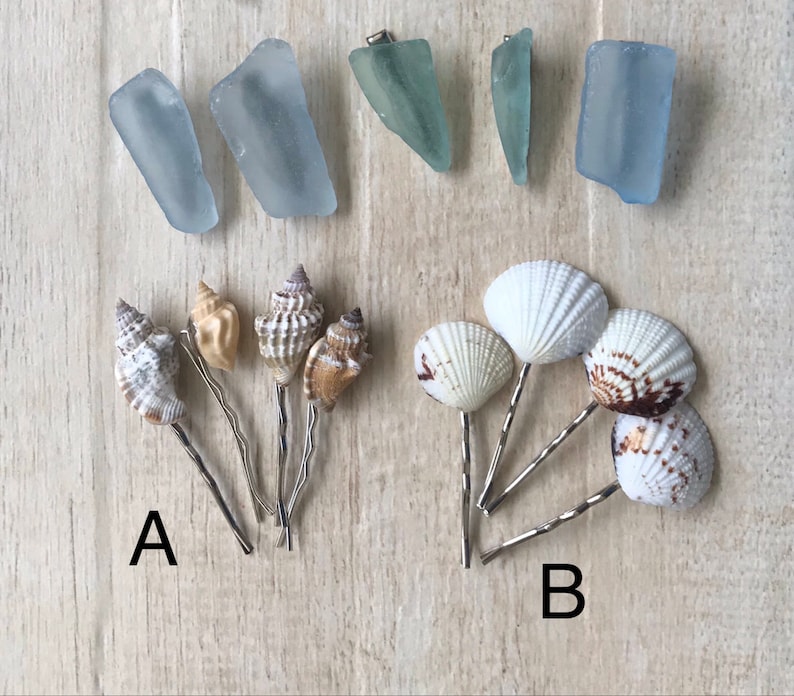 Sea Glass Shell Hair Clip Pin Set Ocean Beach Wedding Style | Etsy