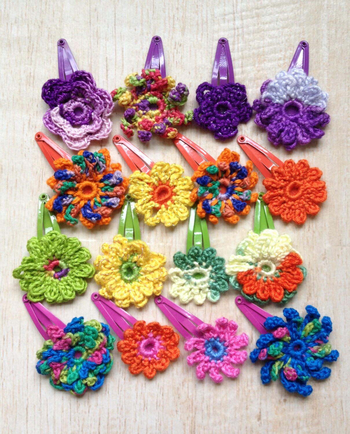 Hippie Crochet Flower Hair Clips Garden Wedding Shower Music Festival ...