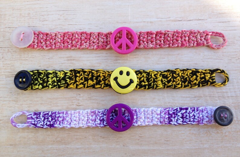 Friendship Bracelets BFF Crochet Peace Sign Happy Face Frog - Etsy