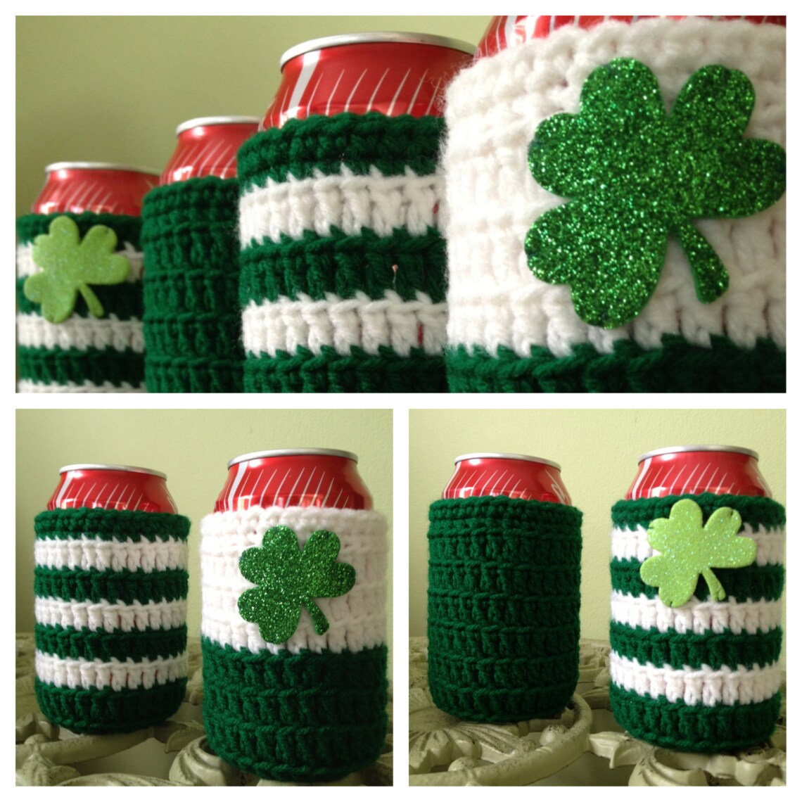 PATTERN CROCHET Can Cover Mason Jar Holiday Party Favor Cold Beer Soda ...