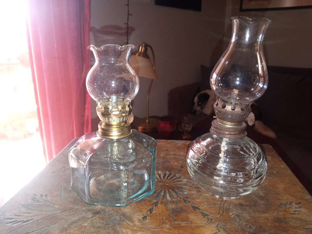 Blown Glass Oil Lamp, Small Oil Lamp, Transparent Oil Lamp, Living Room ...