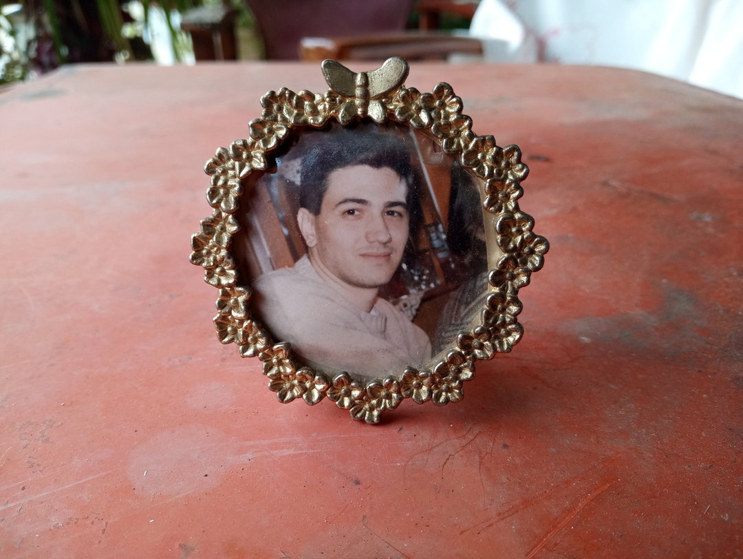 Tiny Round Frame Brass Frame Table Picture Frame Retro - Etsy