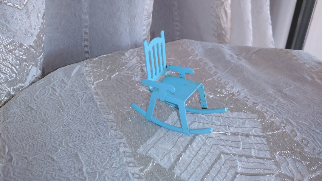 Miniature Rocking Chair, Light Blue Rocking Chair, Dollhouse Funiture ...