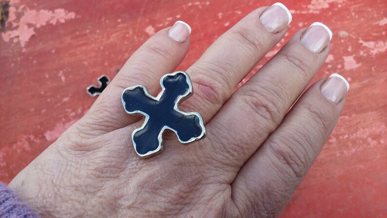 6 Large Metal and Enamel Cross Buttons Large Black Cross - Etsy