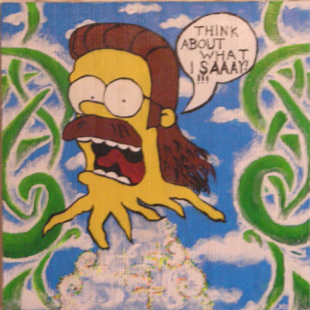 Original Fluorescent Acrylic Painting Blue Sky Vines Ned Flanders. 22. ...