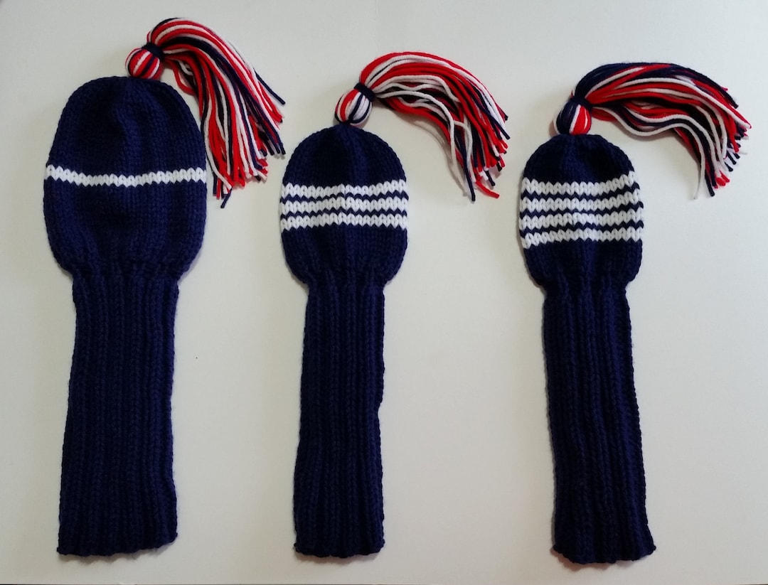 Hand Knit Golf Club Headcover • Custom Acrylic • Pom or Tassel ...