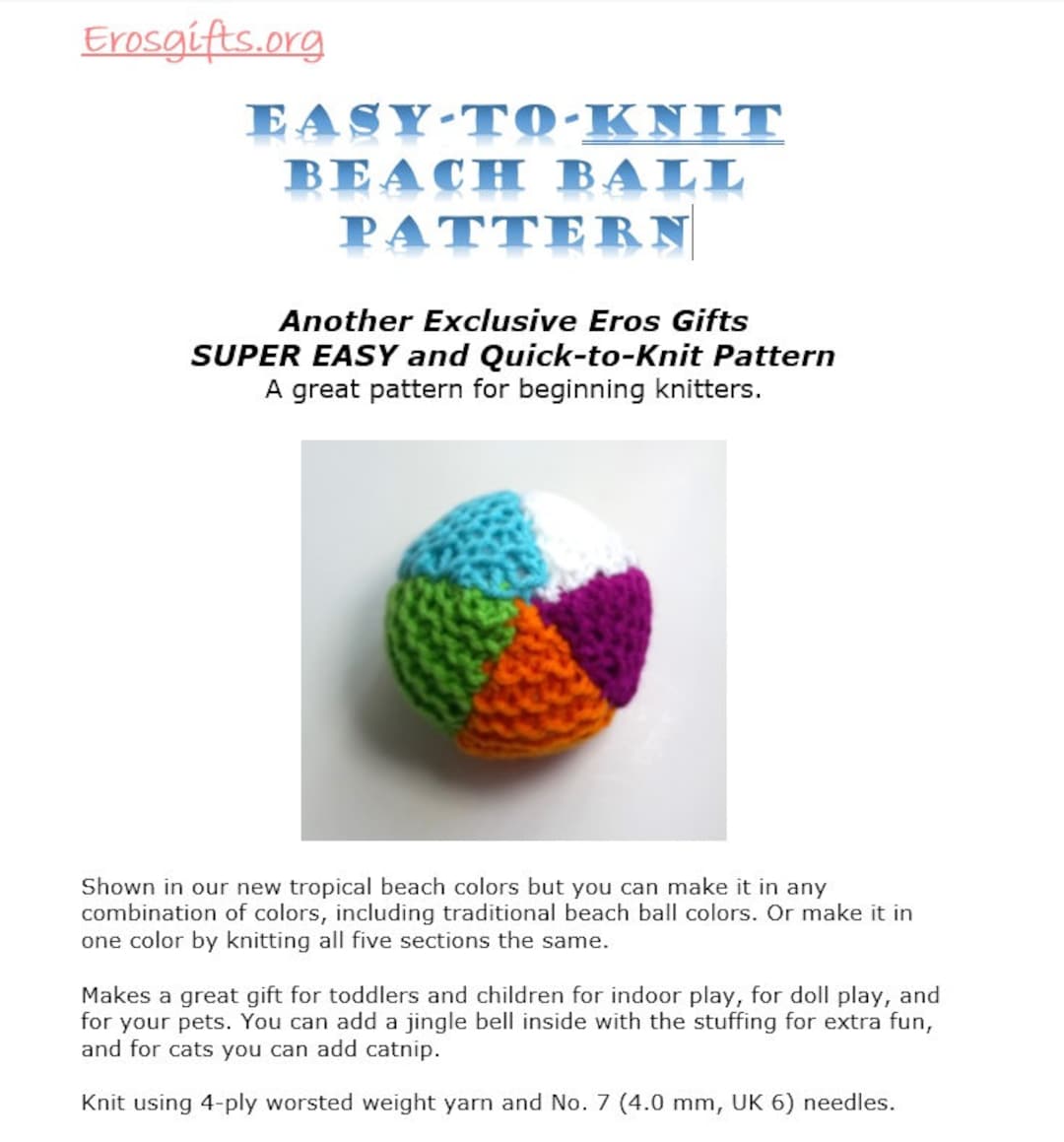 Beach Ball Knitting Pattern: Easy DIY Toy (digital Download) - Etsy