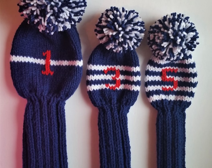 CUSTOM Head Covers Set Hand Knit Retro-vintage-look Golf Club Head ...