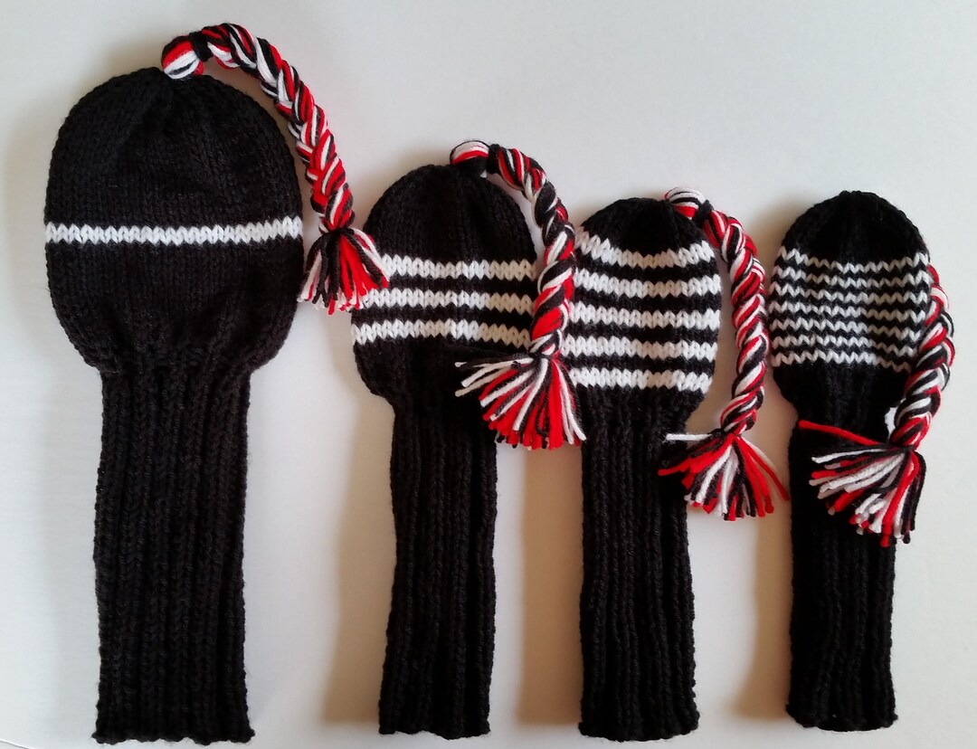 Great Gift Golf Club Headcovers SET of 4, Retro Hand Knit Custom Colors ...