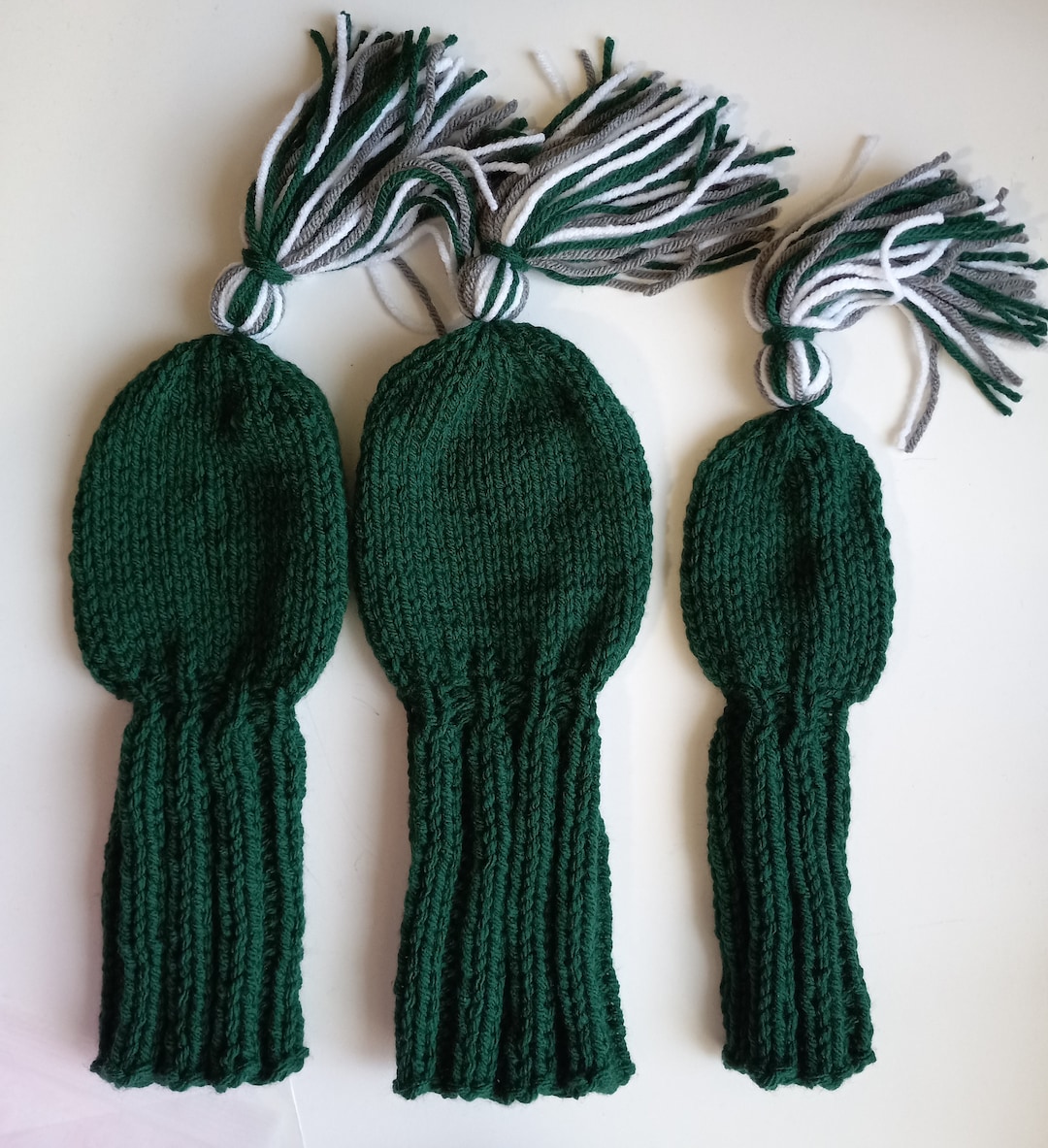 Knit Golf Club Headcovers (set) • Dark Green Tassels • Retro Style - Etsy