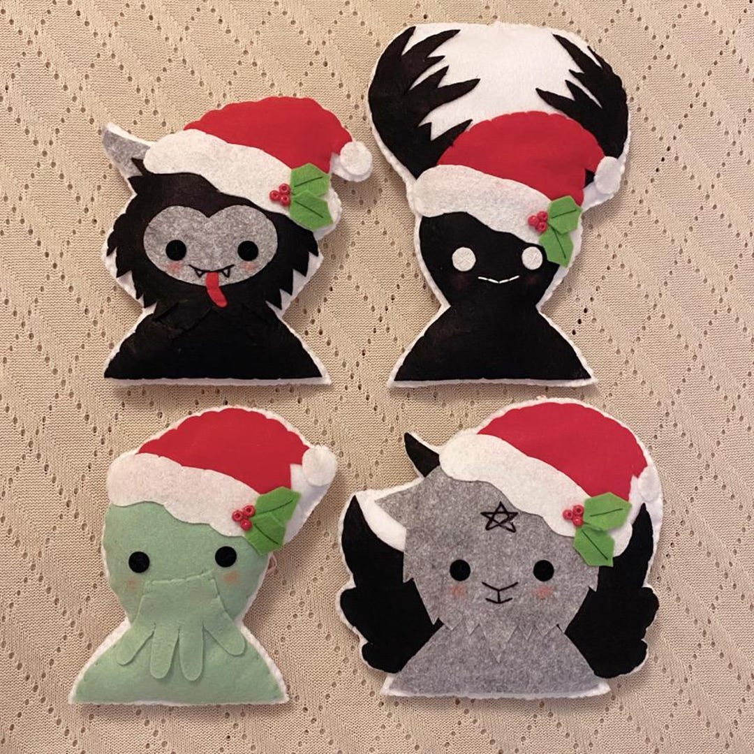Felt Santa Cryptid Creepmas Ornaments: Krampus, Wendigo, Cthulhu ...