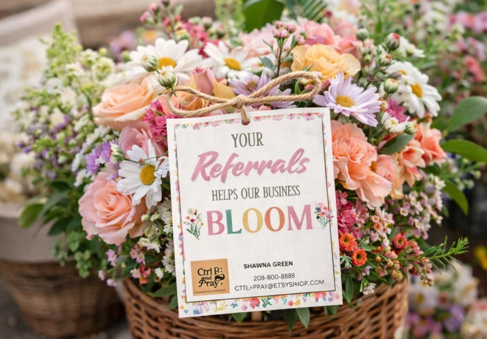 Floral Referral Gift Tag Template | Editable Canva Design (digital ...